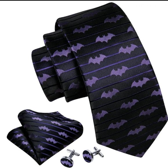 Barry Wang | Accessories | Purple And Black Halloween Bat Italian Silk ...